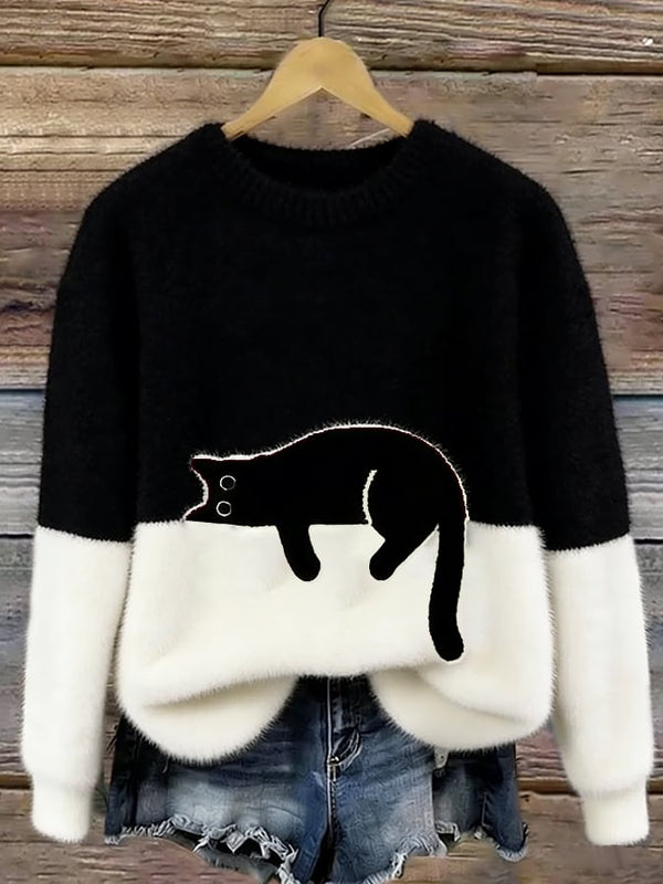 Caitlin – Casual Cat Graphic Sweater